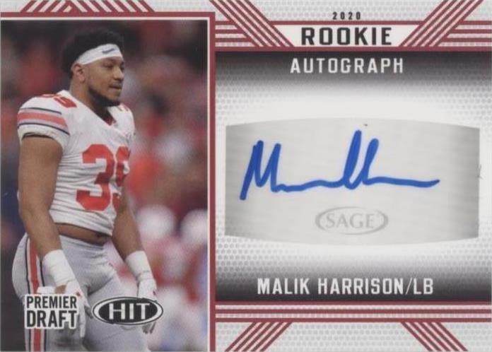 2020 Sage Hit - Rookie Autographs Malik Harrison #A30 Red (AU, RC) for ...