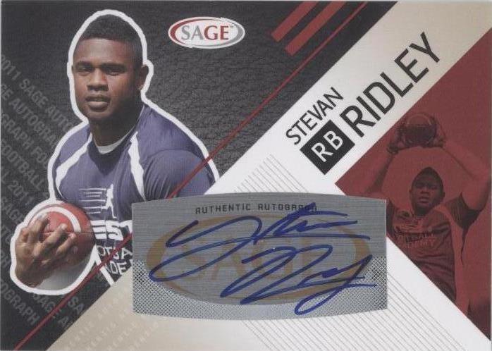2011 SAGE Autograph Series - Stevan Ridley #A-41 Red Autographs (AU, RC ...