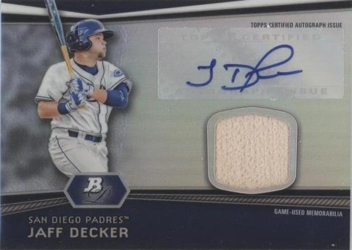 2012 Bowman Platinum - Autographed Relic Jaff Decker #AR-JD (AU, MEM ...