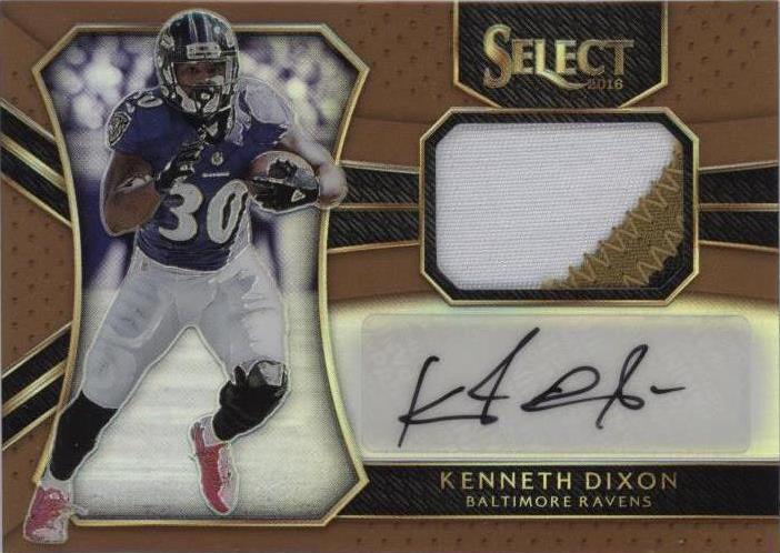 2016 Panini Select - Rookie Autographed Materials Kenneth Dixon #RM-KD ...