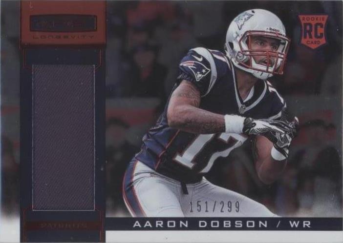 2013 Panini Rookies & Stars Longevity - Rookie Materials Aaron Dobson #201 Ruby /299 (MEM, RC ...