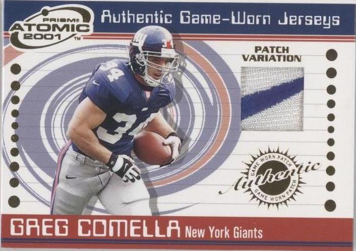 2001 Pacific Prism Atomic - Authentic Game-Worn Jerseys Patch #53 Greg ...