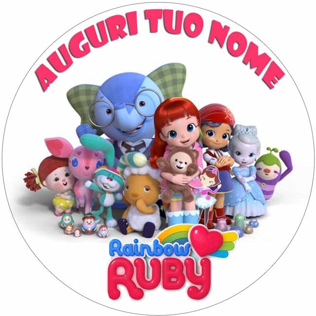 Cialda RUBY ARCOBALENO Torta Ostia Zucchero PERSONALIZZABILE NOME ...