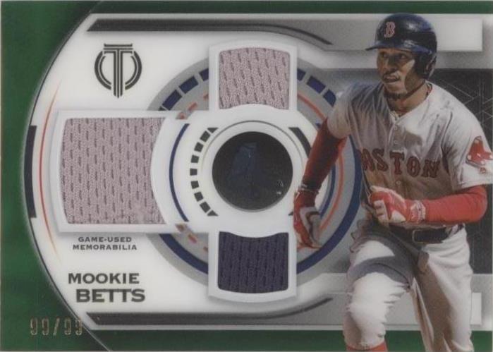 2019 Topps Tribute - Tribute Triple Relics Green #TTR-MB Mookie Betts ...