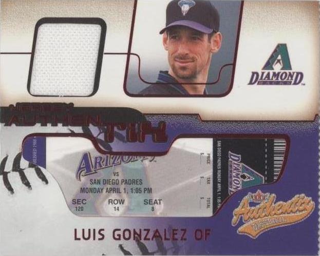 2002 Fleer Authentix - Jersey Authentix Ripped #JA-LG Luis Gonzalez ...
