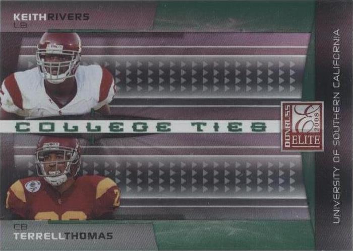 2008 Donruss Elite - College Ties Combos Keith Rivers, Terrell Thomas # ...