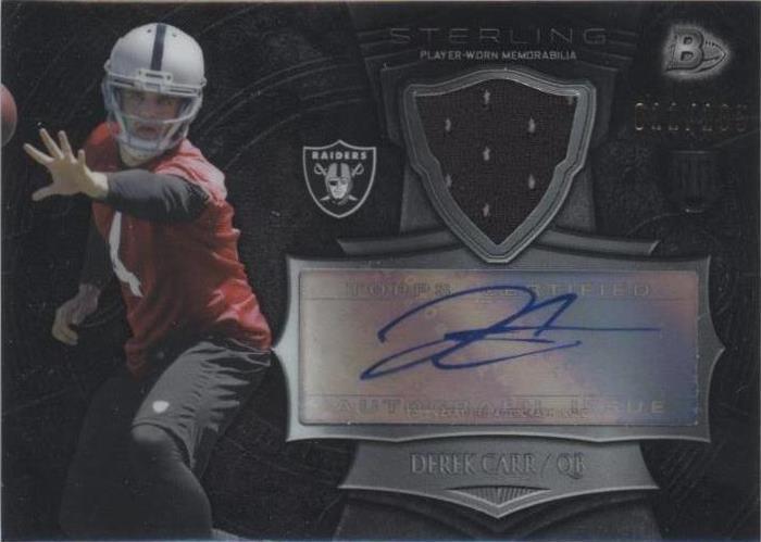 2014 Bowman Sterling - Autograph Rookie Relics Derek Carr #BSAR-DC /185 ...