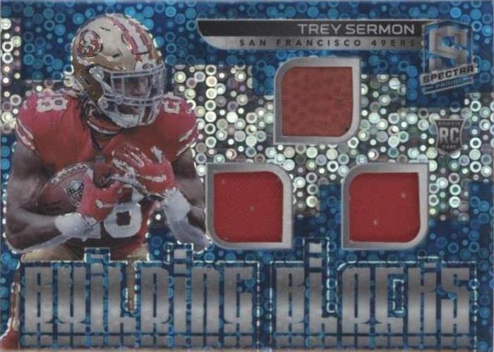 2021 Panini Spectra - Building Blocks Trey Sermon #BB-TS Neon Blue ...