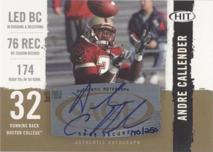2008 SAGE Hit - Autographs Gold #A32 Andre Callender /250 (AU, RC) for ...