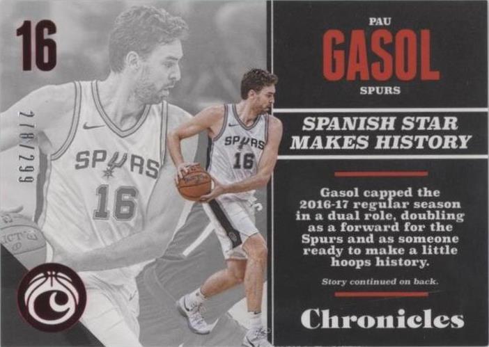 2017-18 Panini Chronicles - Red #1 Pau Gasol /299 for sale online | eBay