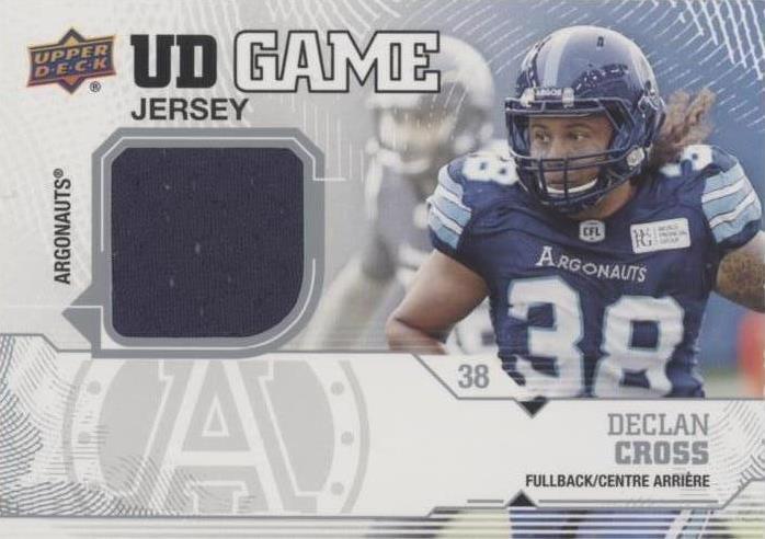 2019 Upper Deck CFL - UD Game Jerseys #GP-DC Declan Cross (MEM, RC) for ...