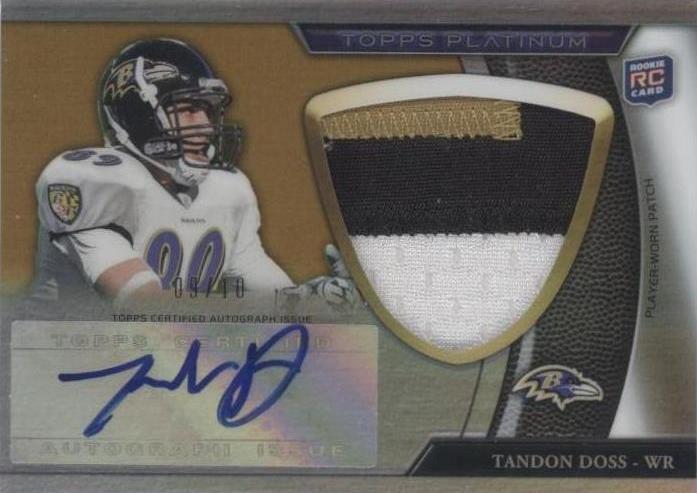 2011 Topps Platinum - Tandon Doss #28 Jumbo Patch Gold Refractor Rookie Autographs /10 (AU, MEM ...