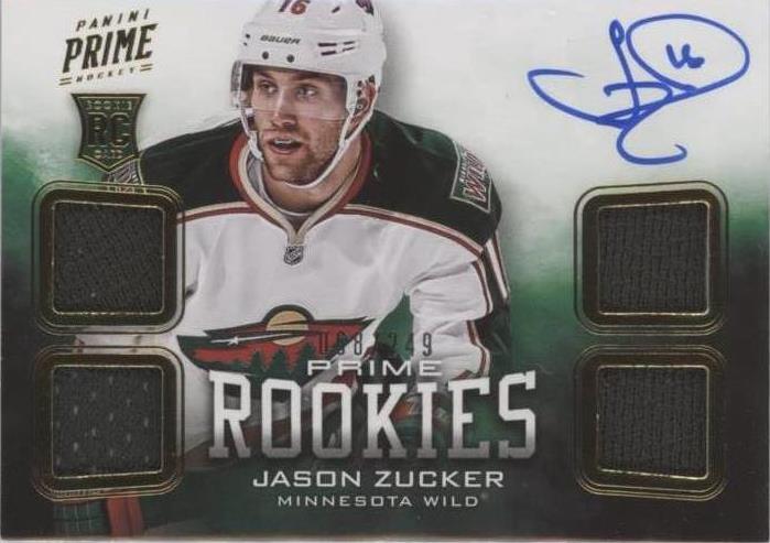2012-13 Panini Prime - Prime Rookies #127 Jason Zucker /249 (AU, MEM ...