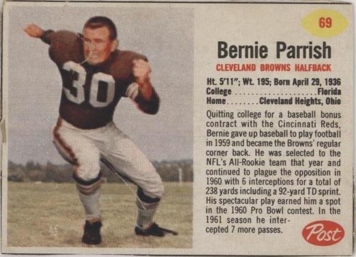 1962 Post - #69 Bernie Parrish (RC) for sale online | eBay