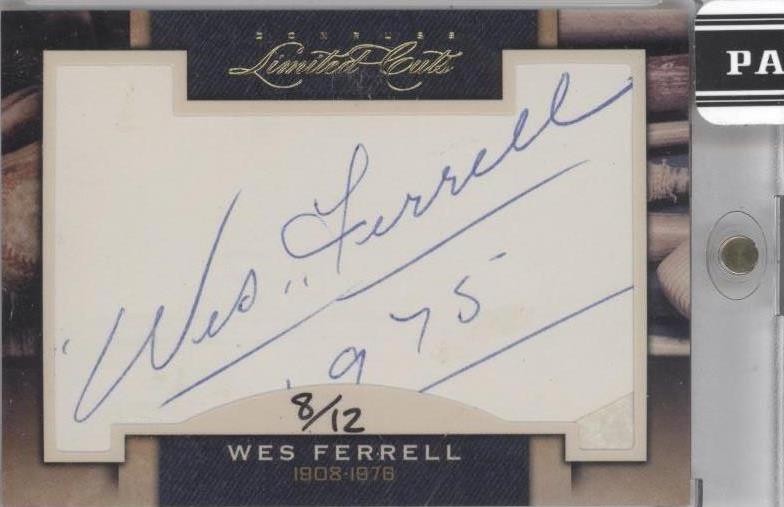2011 Donruss Limited Cuts Cut Signatures - #337 Wes Ferrell /12 (AU) for sale online | eBay