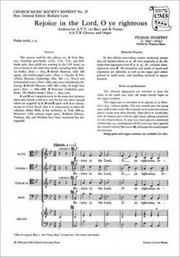 Church Music Society Publications: Rejoice in the Lord, o Ye Righteous ...