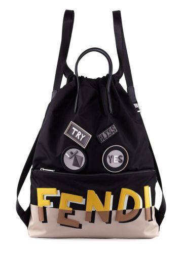 FENDI Face Backpack Daypack Red & Black Nylon & Leather FENDI Face Backpack Daypack Red & Black Nylon & Leather