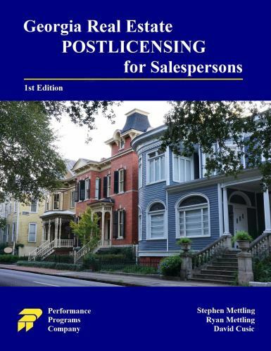 Georgia Real Estate Postlicensing for Salespersons by Ryan Mettling ...