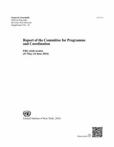 Report of the Committee for Programme and Coordination : Fifty-Sixth ...