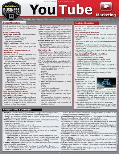YouTube Marketing : A QuickStudy Laminated Reference Guide by Rich Brooks (2021, ph) for sale ...