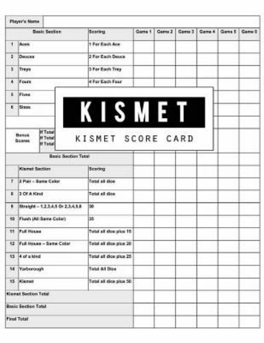 Kismet Score Card : Kismet Scoring Game Record Level Keeper Book ...