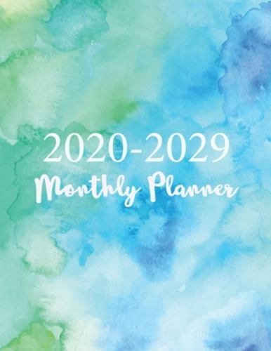 2020 - 2029 Monthly Planner : Beautiful Watercolor Cover 2020-2029 ...