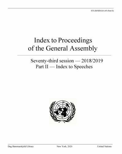 Index to Proceedings of the General Assembly 2018/2019 : Part II ...