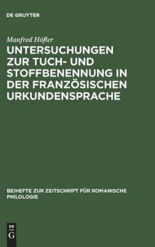 Beihefte Zur Zeitschrift Für Romanische Philologie Ser.: Untersuchungen ...