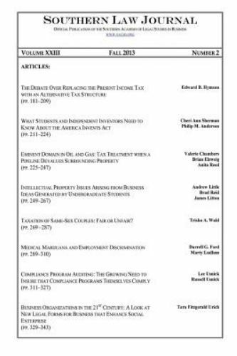 Southern Law Journal, Fall 2013 by Salsb (2013, Trade Paperback) for ...