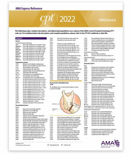 CPT Express Reference Coding Card 2022: OMS/Dental by American Medical ...