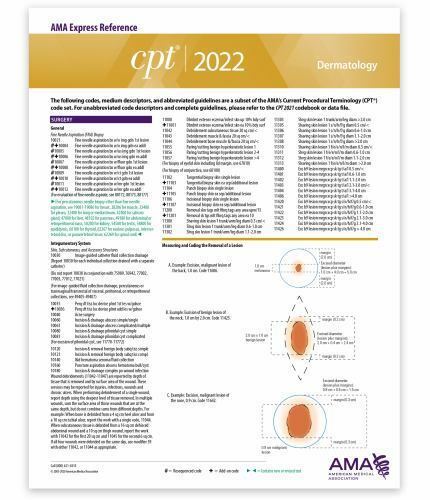 CPT Express Reference Coding Card 2022: Dermatology by American Medical ...