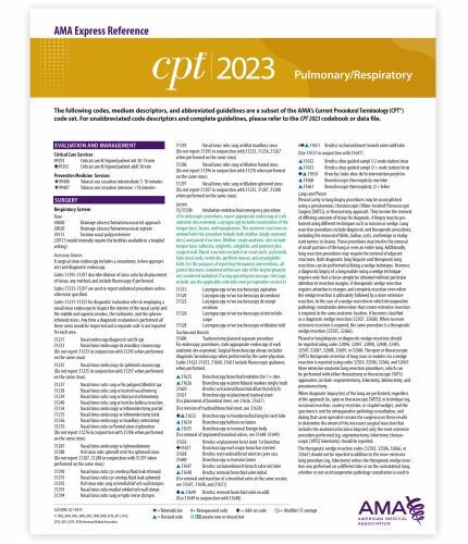 CPT 2023 Express Reference Coding Card: Pulmonary/Respiratory by ...