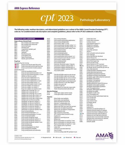 CPT 2023 Express Reference Coding Card: Pathology/Laboratory by ...