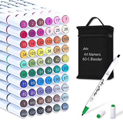 Dual Tip Permanent | 61 Colors Alcohol Art Markers 60 Colors Plus 1 Blender