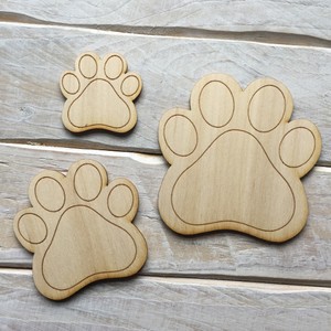 Wooden PAW PRINT Shape Craft Blank Embellishment PAW PRINT - 10 Pack