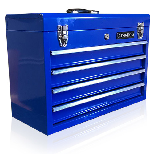 44 US Pro Tools Blue Top steel Tool Box Chest Cabinet storage mobile 4 ...