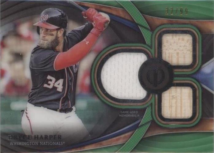 2018 Topps Tribute - Tribute Triple Relics Bryce Harper #TTR-BH Green ...
