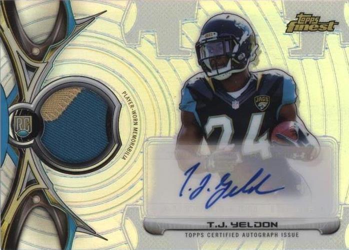 2015 Topps Finest - Rookie Refractor Autographed Patch T.J. Yeldon # ...