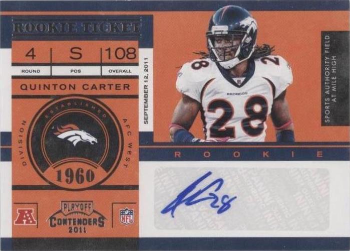 2011 Playoff Contenders - Rookie Ticket #166 Quinton Carter (AU, RC ...