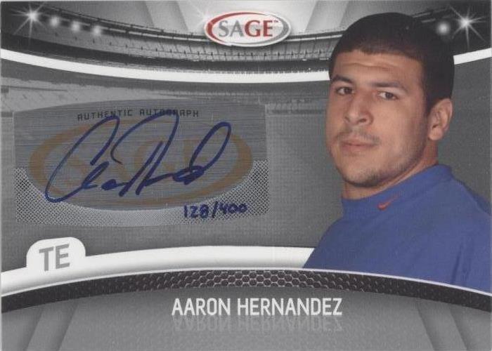2010 Sage - Autographs Silver #A-25 Aaron Hernandez /400 (AU, RC) for ...