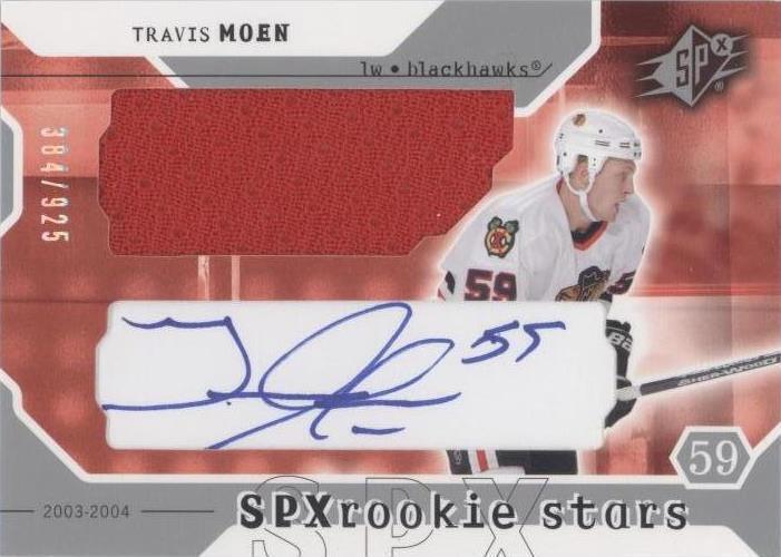 2003-04 SPx - Rookie Stars Travis Moen #218 /925 (AU, MEM, RC) for sale ...