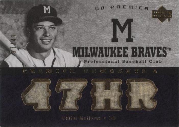 2007 Upper Deck Premier - Premier Remnants 4 Gold #PR4-EM Eddie Mathews ...