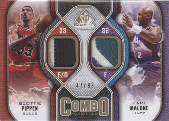 2009-10 SP Game Used - Combo Materials Patch Pippen on Left Side #CP-MP Karl Malone, Scottie ...