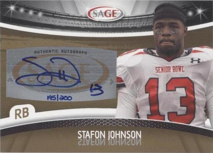 2010 Sage - Autographs Gold #A-27 Stafon Johnson /200 (AU, RC) for sale ...