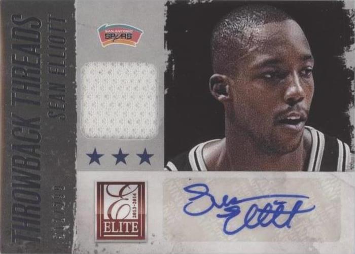 2013-14 Panini Elite - Throwback Threads Autographs #15 Sean Elliott ...