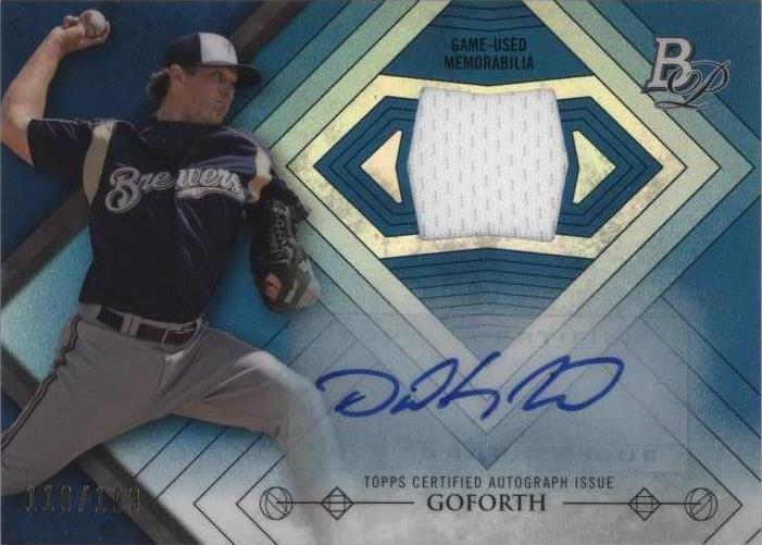 2014 Bowman Platinum - Autographed Relics Blue Refractor #AR-DG David ...