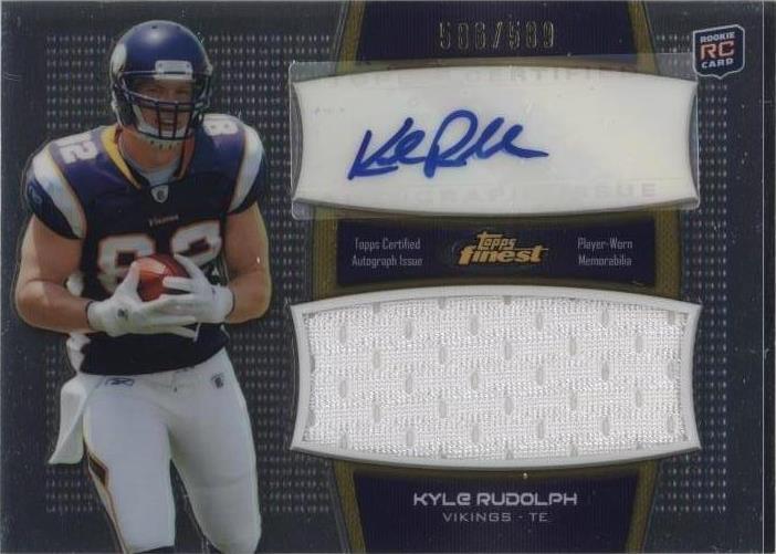2011 Topps Finest - Autograph Jumbo Relics #AJR-KR Kyle Rudolph /589 ...