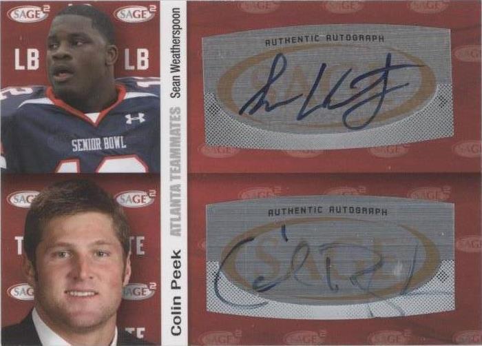 2010 SAGE Squared - Dual Autographs #A54 Sean Weatherspoon, Colin Peek ...