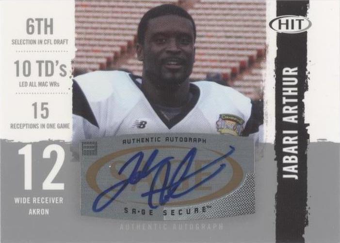 2008 SAGE Hit - Autographs Jabari Arthur #A33 Silver (AU, RC) for sale ...