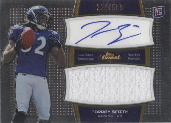 2011 Topps Finest - Autograph Jumbo Relics #AJR-TS Torrey Smith /589 ...